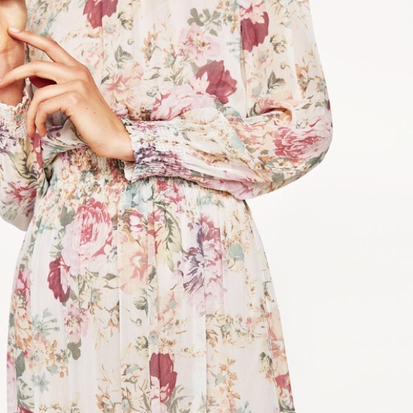 Zara | Dresses | Nwt Zara Floral Printed Flowing Ecru Midi Dress | Poshmark